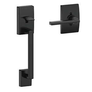 schlage fe285 cen 622 lat cen century front entry handleset with latitude lever, lower half grip, matte black