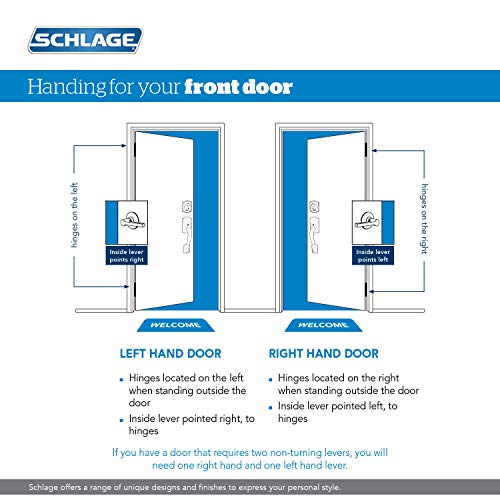 Schlage FE285 CEN 622 LAT CEN Century Front Entry Handleset with Latitude Lever, Lower Half Grip, Matte Black