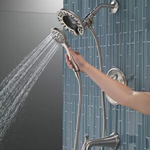 Delta Faucet Linden 17 Series Dual-Function Tub and Shower Trim Kit, Shower Faucet with 4-Spray In2ition 2-in-1 Dual Hand Held Shower Head with Hose, Stainless T17494-SS-I (Valve Not Included)