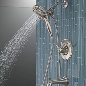 Delta Faucet Linden 17 Series Dual-Function Tub and Shower Trim Kit, Shower Faucet with 4-Spray In2ition 2-in-1 Dual Hand Held Shower Head with Hose, Stainless T17494-SS-I (Valve Not Included)