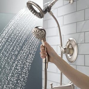 Delta Faucet Linden 17 Series Dual-Function Tub and Shower Trim Kit, Shower Faucet with 4-Spray In2ition 2-in-1 Dual Hand Held Shower Head with Hose, Stainless T17494-SS-I (Valve Not Included)