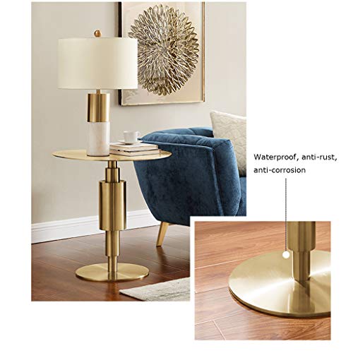 Articles for daily use Light Luxury Stainless Steel Round Sofa Side Table Living Room Coffee Table, Metal Frame, Living Room Sofa Side Table bar Small Round Table Coffee Table, Gold