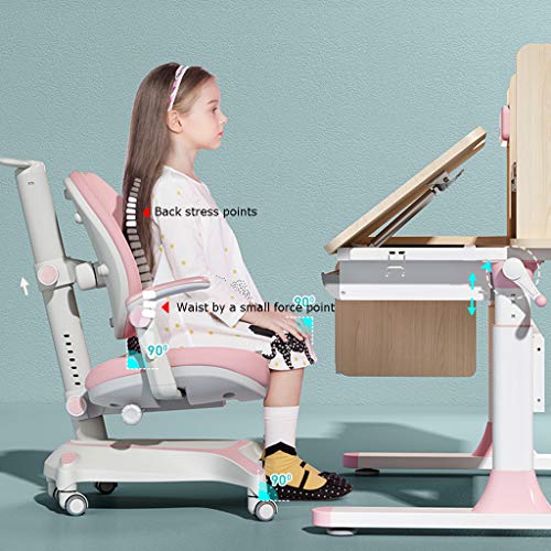 Articles for daily use Multifunctional Solid Wood Children's Study Desk and Chair Set, Simple Bookshelf Height Adjustable Student Writing Desk, Ergonomic Student Computer Desk