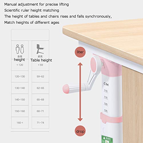 Articles for daily use Multifunctional Solid Wood Children's Study Desk and Chair Set, Simple Bookshelf Height Adjustable Student Writing Desk, Ergonomic Student Computer Desk