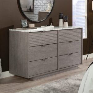 Sauder East Rock Engineered Wood Dresser in Ashen Oak Finish