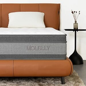 queen mattress, molblly 10 inch cooling-gel memory foam and individually pocket innerspring hybrid mattress, queen bed mattress in a box, certipur-us certified,60”*80”, medium firm queen size mattress