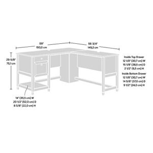 Sauder Edge Water L-Desk, L: 59.06" x W: 58.74" x H: 29.57", Chalked Chestnut finish