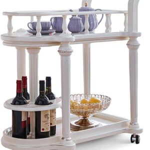 FBITE Bar Serving Cart, Wine Cart for Home Kitchen Hotel Kitchen Storage Trolley Shelf Trolley White 2-Tier Shelf Trolley for Wine and Food High Grade Exquisite Shelf Trolley