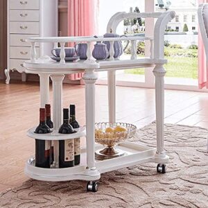 FBITE Bar Serving Cart, Wine Cart for Home Kitchen Hotel Kitchen Storage Trolley Shelf Trolley White 2-Tier Shelf Trolley for Wine and Food High Grade Exquisite Shelf Trolley