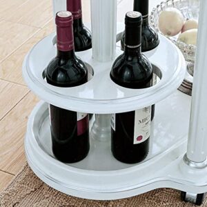 FBITE Bar Serving Cart, Wine Cart for Home Kitchen Hotel Kitchen Storage Trolley Shelf Trolley White 2-Tier Shelf Trolley for Wine and Food High Grade Exquisite Shelf Trolley