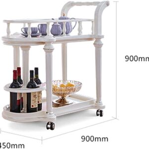 FBITE Bar Serving Cart, Wine Cart for Home Kitchen Hotel Kitchen Storage Trolley Shelf Trolley White 2-Tier Shelf Trolley for Wine and Food High Grade Exquisite Shelf Trolley