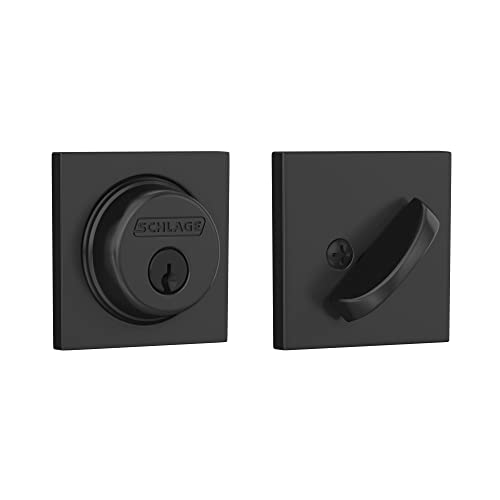 Schlage B60 N COL 622 Deadbolt with Collins Trim, Keyed 1 Side, Highest Residential Security, Matte Black