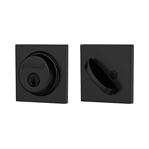 Schlage B60 N COL 622 Deadbolt with Collins Trim, Keyed 1 Side, Highest Residential Security, Matte Black