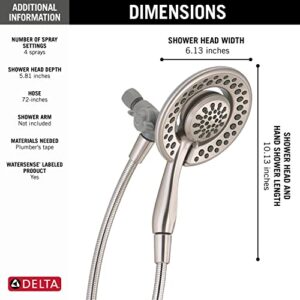 Delta D75486CSN In2ition 1.75 GPM 2-in-1 Multi Function Shower Head and Hand Shower with 60" Hose - Limited Lifetime Warranty Spotshield Brushed Nickel