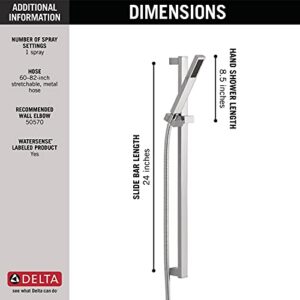 Delta Faucet Vero Single-Spray Touch-Clean Wall-Mount Slide Bar Hand Held Shower with Hose, Chrome 57530