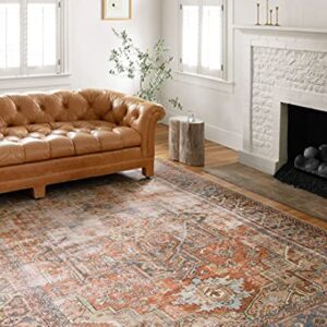 Loloi II Loren Collection LQ-15 Terracotta/Sky, Traditional 5'-0" x 7'-6" Area Rug