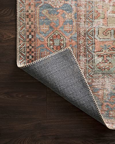 Loloi II Loren Collection LQ-15 Terracotta/Sky, Traditional 5'-0" x 7'-6" Area Rug