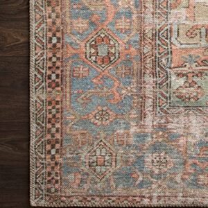 Loloi II Loren Collection LQ-15 Terracotta/Sky, Traditional 5'-0" x 7'-6" Area Rug