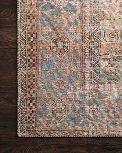 Loloi II Loren Collection LQ-15 Terracotta/Sky, Traditional 5'-0" x 7'-6" Area Rug