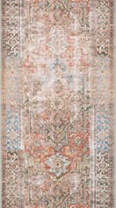 Loloi II Loren Collection LQ-15 Terracotta/Sky, Traditional 5'-0" x 7'-6" Area Rug