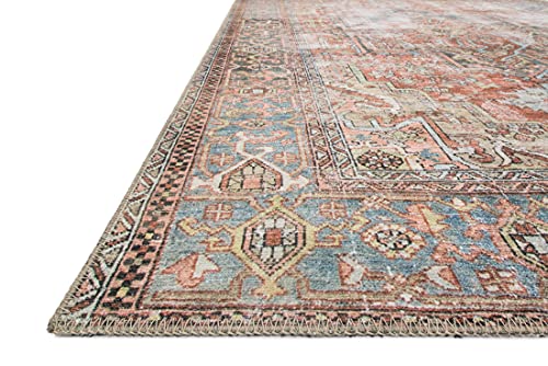 Loloi II Loren Collection LQ-15 Terracotta/Sky, Traditional 5'-0" x 7'-6" Area Rug