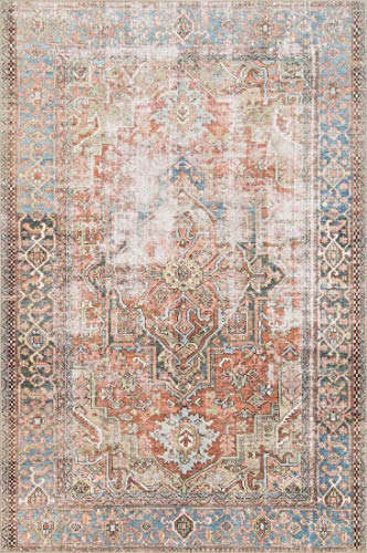 Loloi II Loren Collection LQ-15 Terracotta/Sky, Traditional 5'-0" x 7'-6" Area Rug