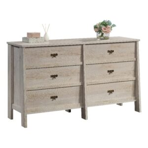 sauder trestle engineered wood 6 drawer dresser in chalked chestnut