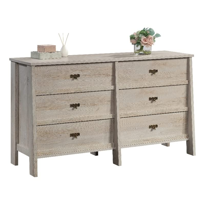 Sauder Trestle Engineered Wood 6 Drawer Dresser in Chalked Chestnut