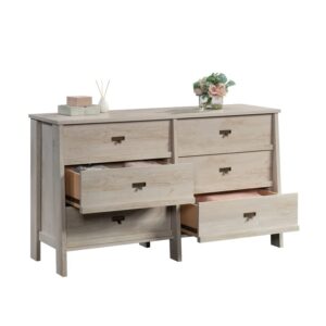 Sauder Trestle Engineered Wood 6 Drawer Dresser in Chalked Chestnut