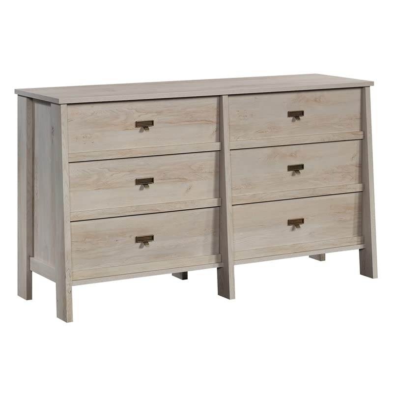 Sauder Trestle Engineered Wood 6 Drawer Dresser in Chalked Chestnut