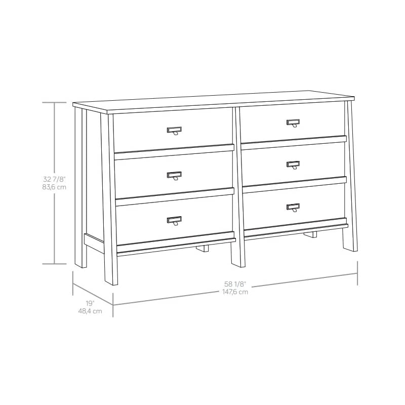 Sauder Trestle Engineered Wood 6 Drawer Dresser in Chalked Chestnut