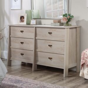 Sauder Trestle Engineered Wood 6 Drawer Dresser in Chalked Chestnut