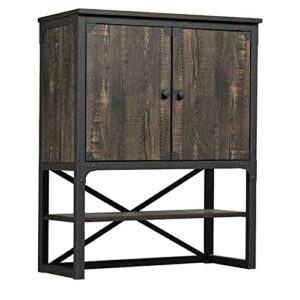 sauder steel river industrial hutch for cabinet in carbon oak, carbon oak finish