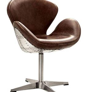 ACME Furniture Brancaster Swivel Chair, Retro Brown Top Grain Leather/Aluminum