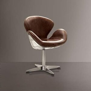 ACME Furniture Brancaster Swivel Chair, Retro Brown Top Grain Leather/Aluminum