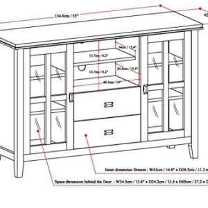 SIMPLIHOME Artisan SOLID WOOD Universal TV Media Stand, 53 inch Wide , Contemporary , Living Room Entertainment Center, Storage Shelves and Cabinets, for Flat Screen TVs up to 60 inches in Black