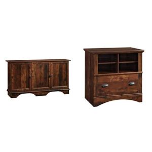 sauder viabella storage cabinet, curado cherry finish & harbor view lateral file, curado cherry finish