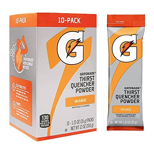 The Gatorade Gatorade Thirst Quencher Powder 1 23oz Packets Makes 20 ounces 10 Pack Orange 1 23 Ounce Pack of 10