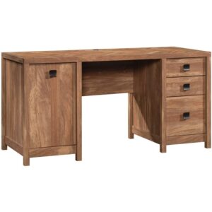 sauder cannery bridge computer desk with drawers and door, sindoori mango finish