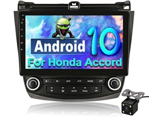 camecho android 10.0 car stereo for honda accord 7th 2003 2004 2005 2006 2007, 10 inch ips touch screen double din gps car stereo bluetooth wifi mirror link(ios/android)+backup camera