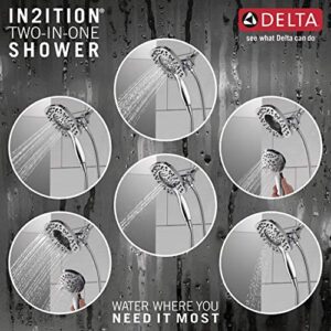 Delta Faucet-4-Spray In2ition Dual Shower Head with Handheld Spray, Chrome Shower Head with Hose, Showerheads & Handheld Showers, Handheld Shower Heads, Detachable Shower Head, Chrome 58498