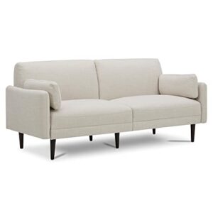 chita mid-century modern sofa, fabric couch for living room with solid wood leg, no-tools assembly, 72.8”w, linen