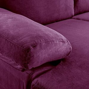 Casa Andrea Milano LLC Modern Large Velvet Fabric Sectional Sofa L Shape Couch with Extra Wide Chaise Lounge, Purple