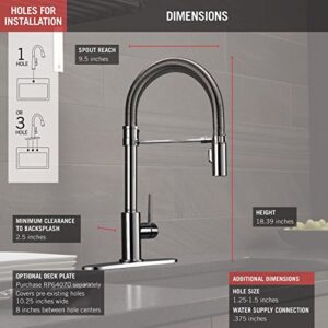 Delta Faucet Trinsic Pro Commercial Style Kitchen Faucet Chrome, Chrome Kitchen Faucets with Pull Down Sprayer, Kitchen Sink Faucet, Faucet for Kitchen Sink with Magnetic Docking, Chrome 9659-DST