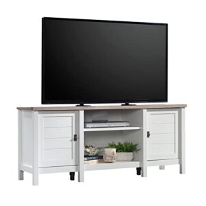 Sauder Cottage Road TV Credenza with Doors in Soft White, Soft White Finish