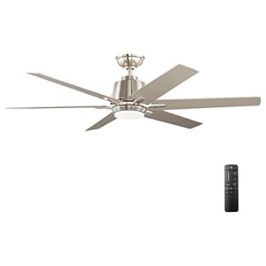 home decorators collection yg493a-bn kensgrove 54 in. integrated led indoor brushed nickel ceiling fan with light kit and remote control