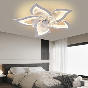 Bevenus Low Profile Ceiling Fan with Lights,110v Modern Dimmable Flower Shape Ceiling Light Fan with Remote Control/app Control,Timing 3 Gear Speeds Fan Ceiling Lamp.