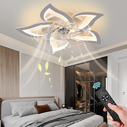 Bevenus Low Profile Ceiling Fan with Lights,110v Modern Dimmable Flower Shape Ceiling Light Fan with Remote Control/app Control,Timing 3 Gear Speeds Fan Ceiling Lamp.