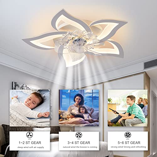 Bevenus Low Profile Ceiling Fan with Lights,110v Modern Dimmable Flower Shape Ceiling Light Fan with Remote Control/app Control,Timing 3 Gear Speeds Fan Ceiling Lamp.