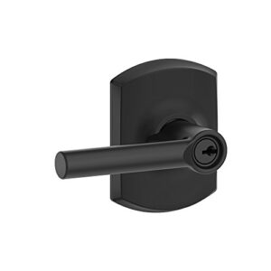 schlage f51a brw 622 grw broadway lever with greenwich trim keyed entry lock, matte black